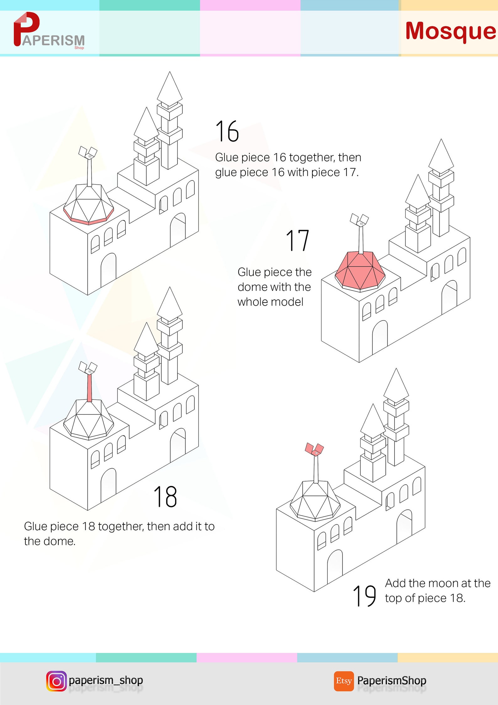 3D Mosque Model PRINTABLE Ramadan Decor Islamic Papercraft | Etsy