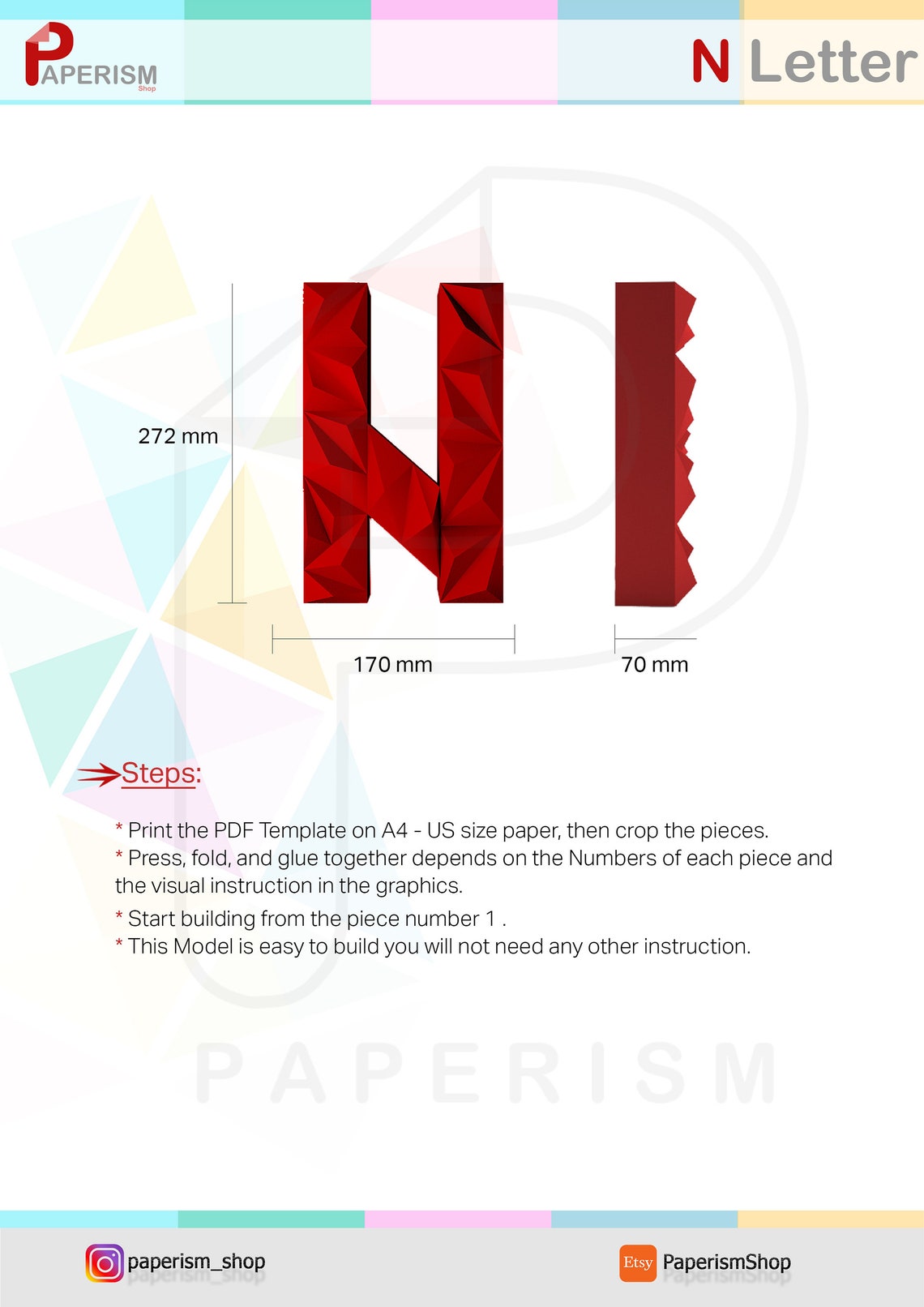 N Low Poly Papercraft Letter Alphabet N 3D 3D Lyric Gift - Etsy