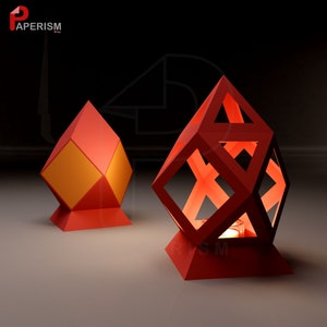 Fall Paper Lantern, Geometric Papercraft Lantern, 3d Hanging Light ...