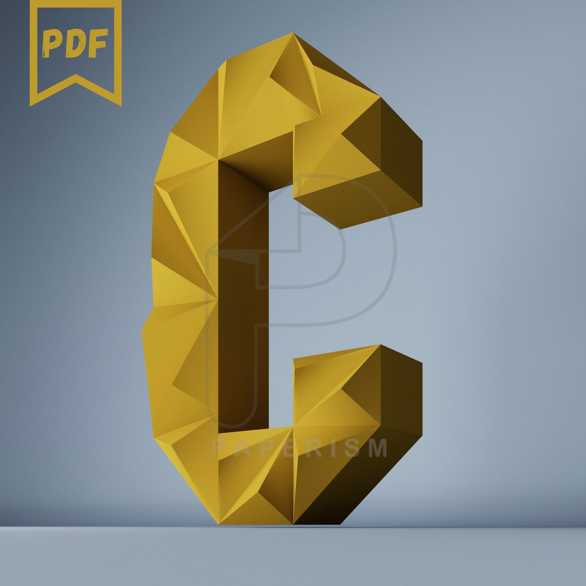 C Letter Low Poly Papercraft, Alphabet C, 3D Letter, 3d Origami Letter ...