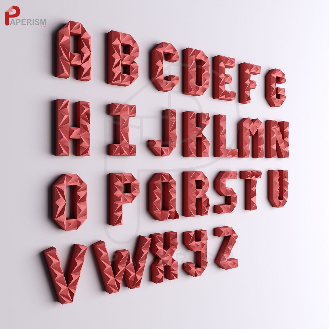 Printable PDF DIY Template, Letters A-Z Low Poly Paper Model, 3D Paper ...