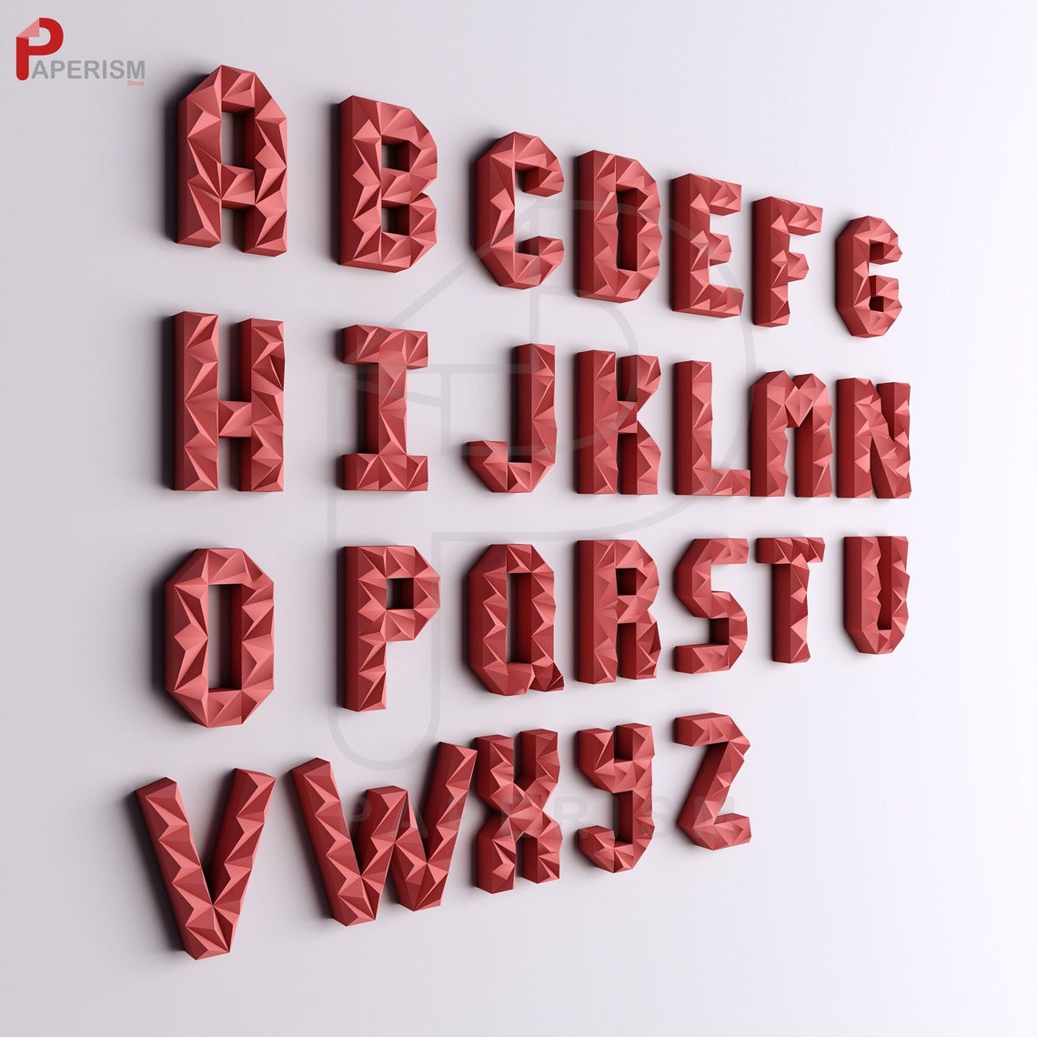 Printable PDF DIY Template, Letters A-Z Low Poly Paper Model, 3D Paper ...