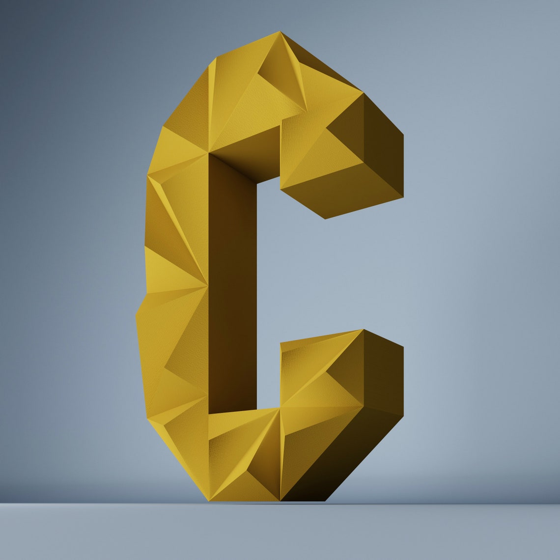 C Letter Low Poly Papercraft Alphabet C 3D Lyric origami | Etsy
