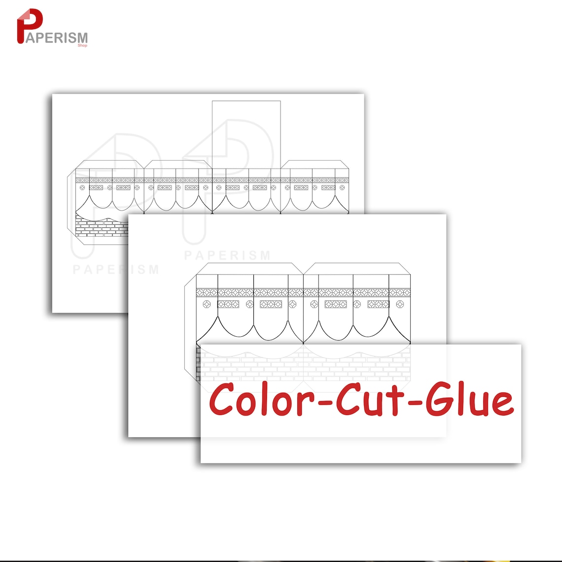 3d Kaaba Coloring Papercraft, PRINTABLE Hajj Crafts for Kids, Paper ...