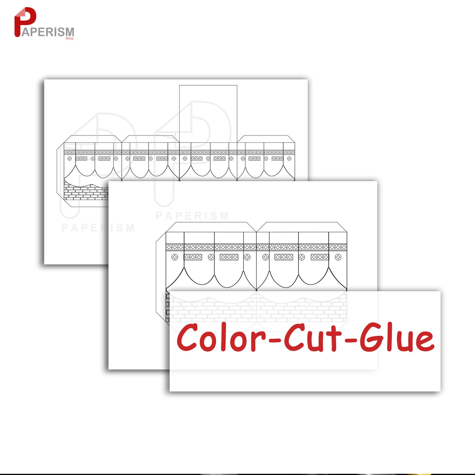 3d Kaaba Coloring Papercraft, PRINTABLE Hajj Crafts for Kids, Paper ...