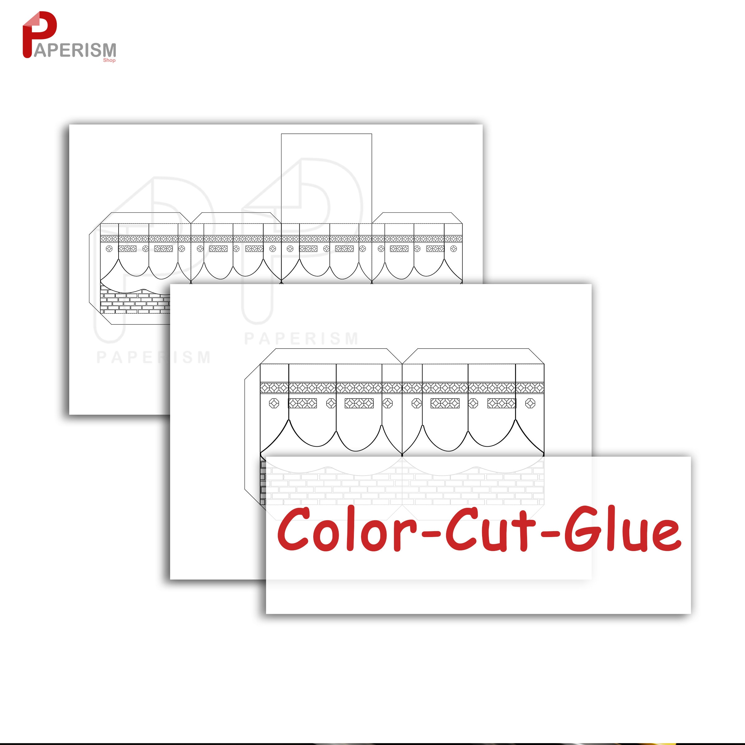 3d Kaaba Coloring Papercraft, PRINTABLE Hajj Crafts for Kids, Paper ...