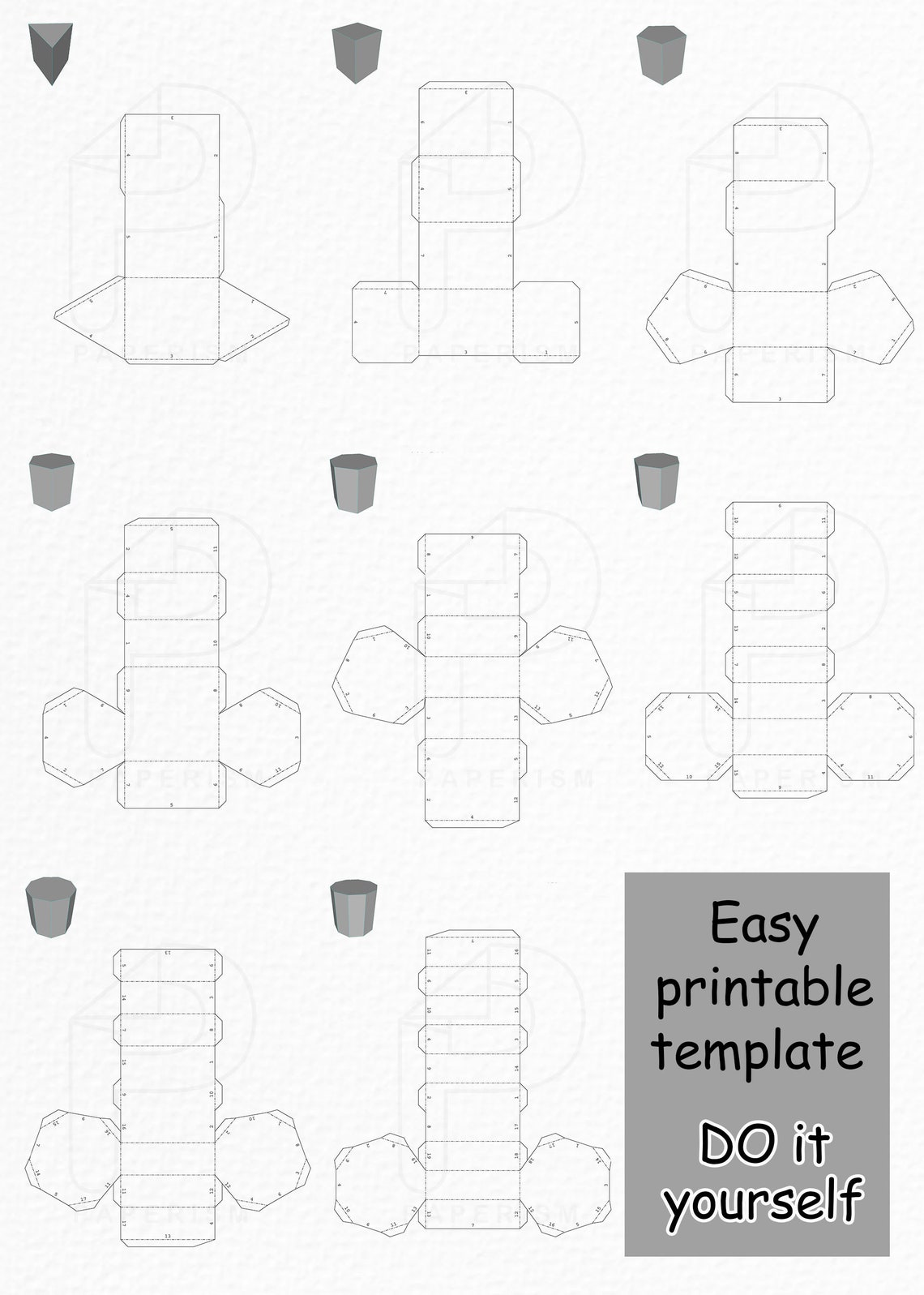 Volume of Prism Nets, 3d Platonic Solid Set 2, DIY Polyhedron Models ...