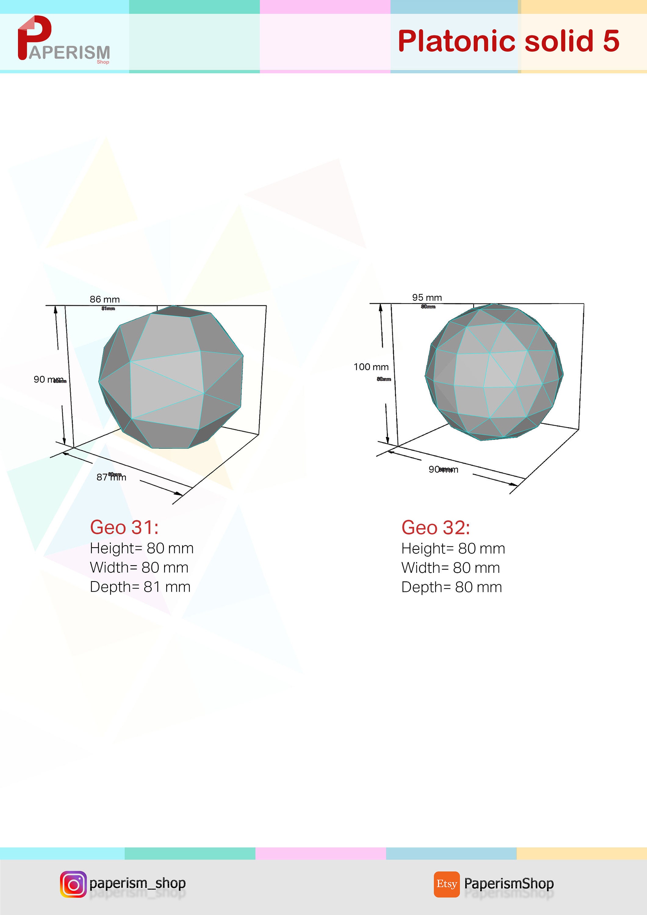 Uniform Polyhedron Geometry, 3d Platonic Solid Set 5, DIY Polyhedron ...