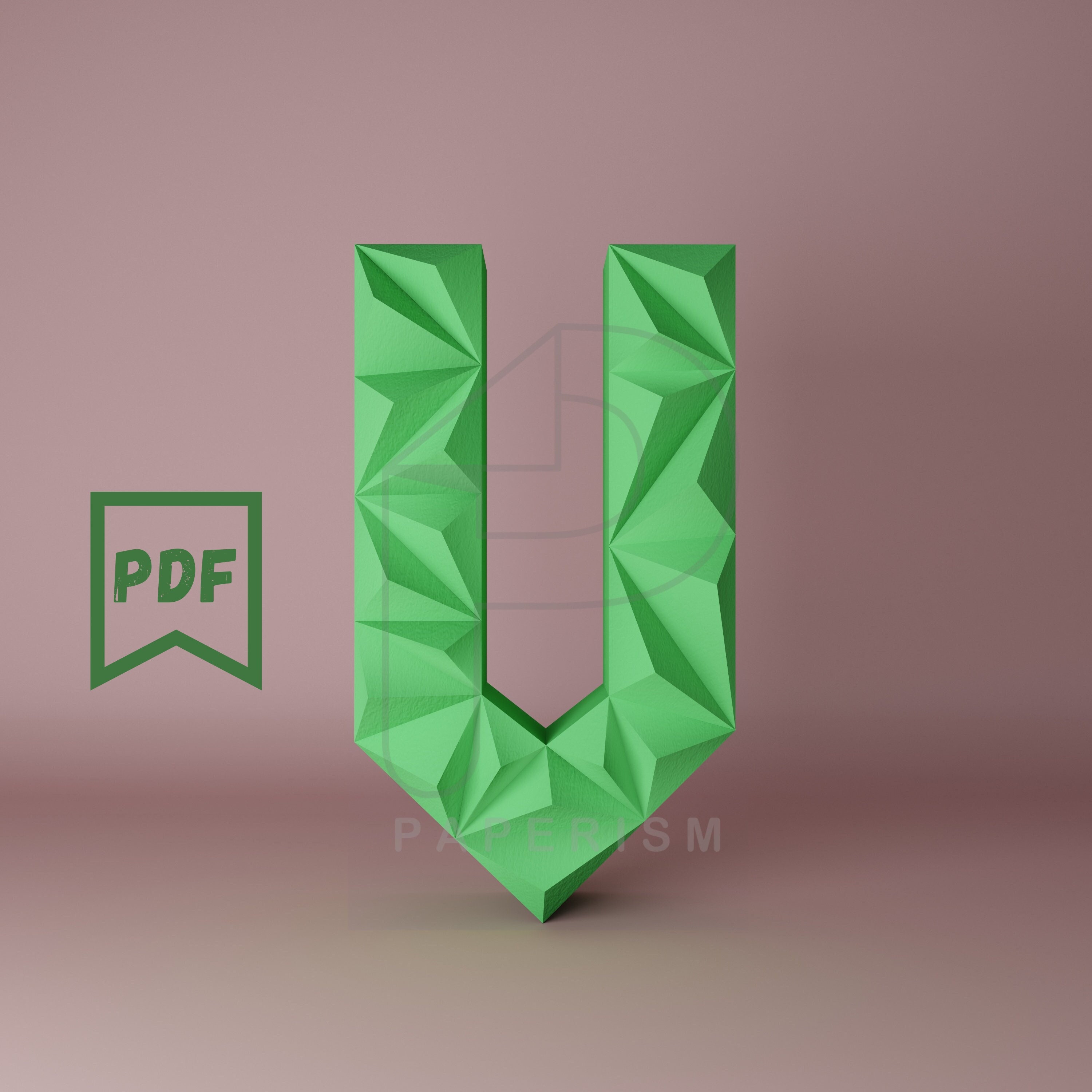 V Low Poly Papercraft, Letter, Alphabet V 3D, 3D Lyric, Gift ...