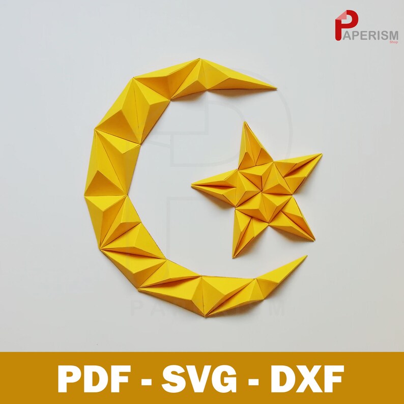 Mosaic Crescent & Star Ramadan Decoration, Origami Ramadan DIY Decor ...