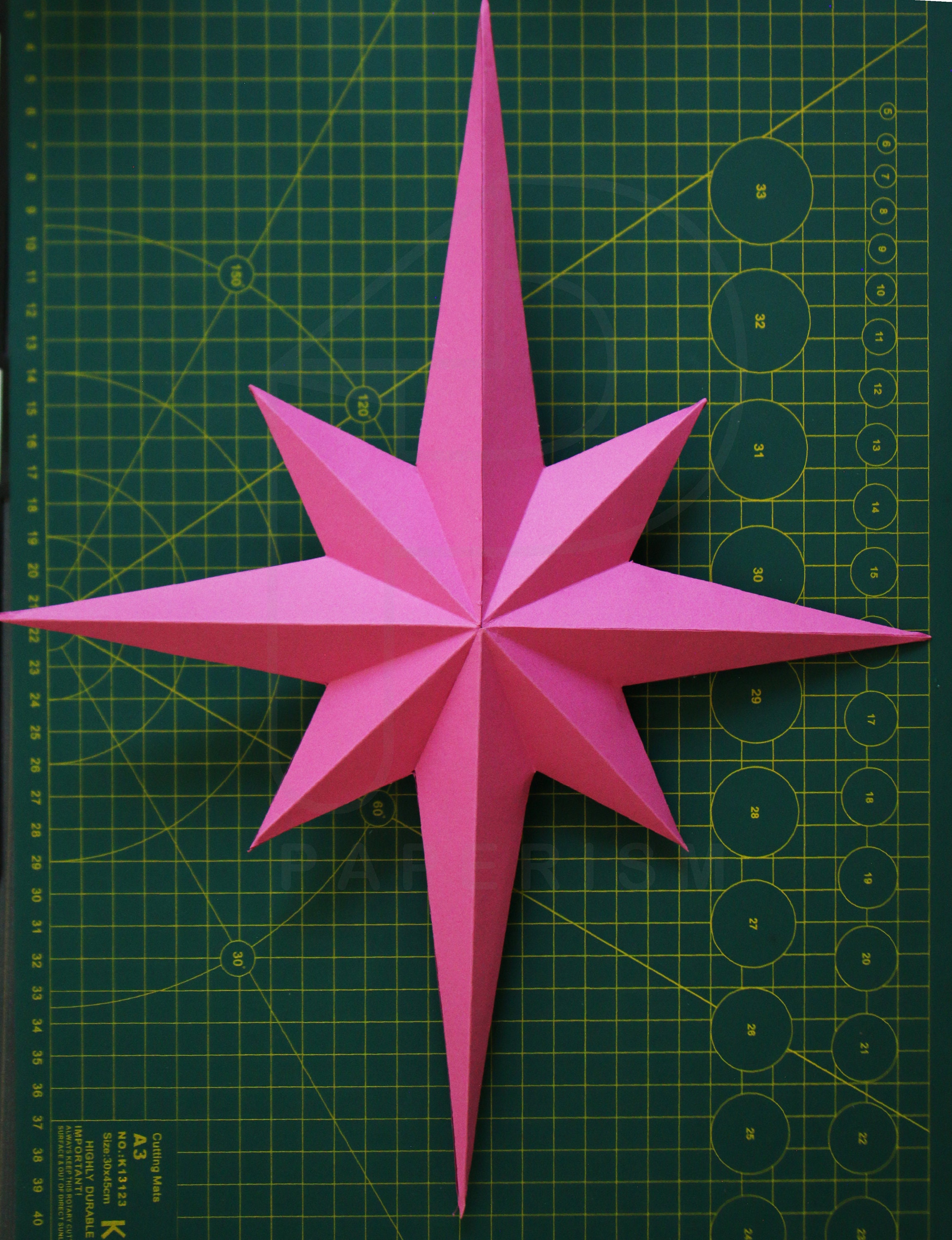 4 Stars Design Pdf Printable Template, Low Poly Christmas Decoration ...