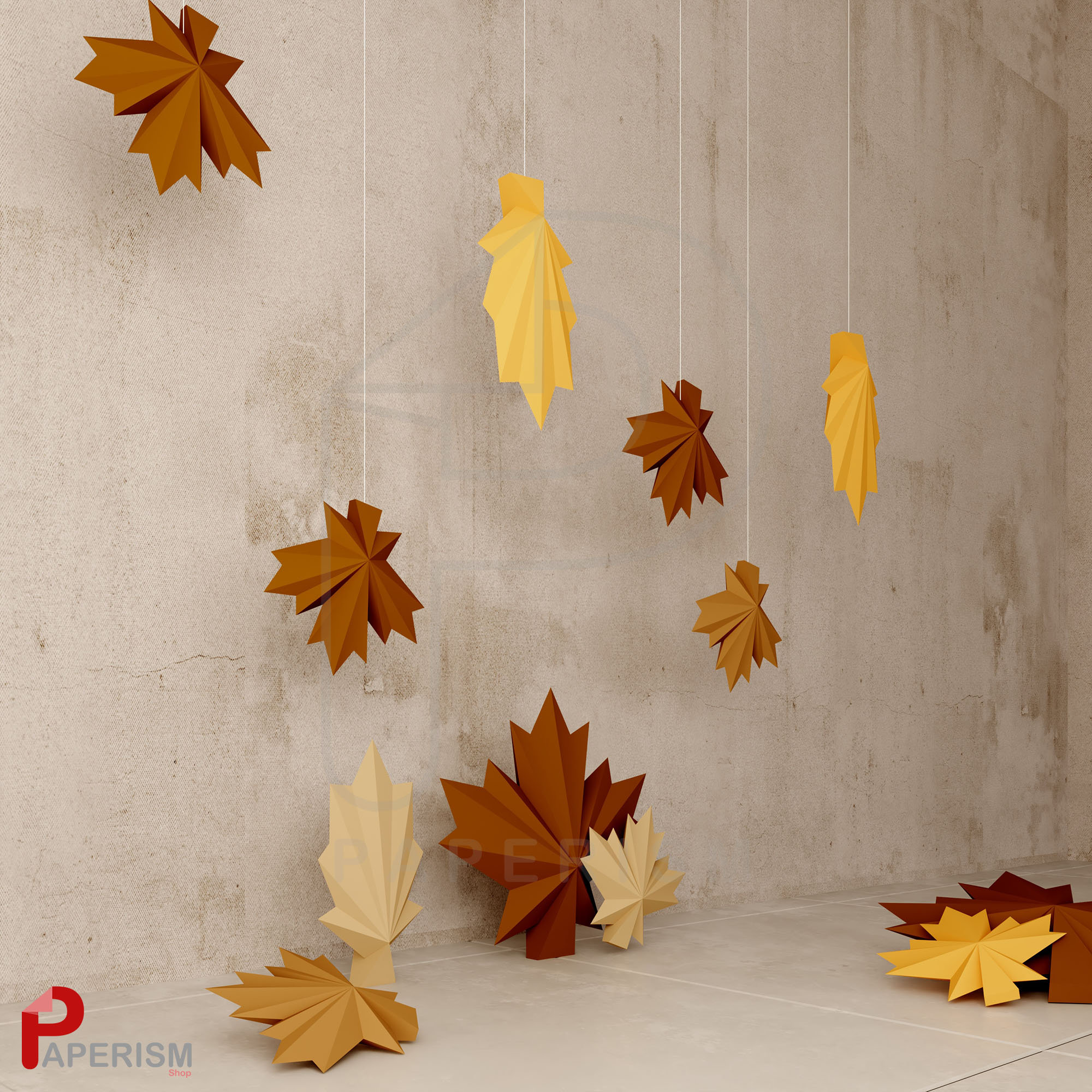 3 Fall Leaves Papercraft, DIY Fall Fireplace Decor, Maple Pdf Printable ...