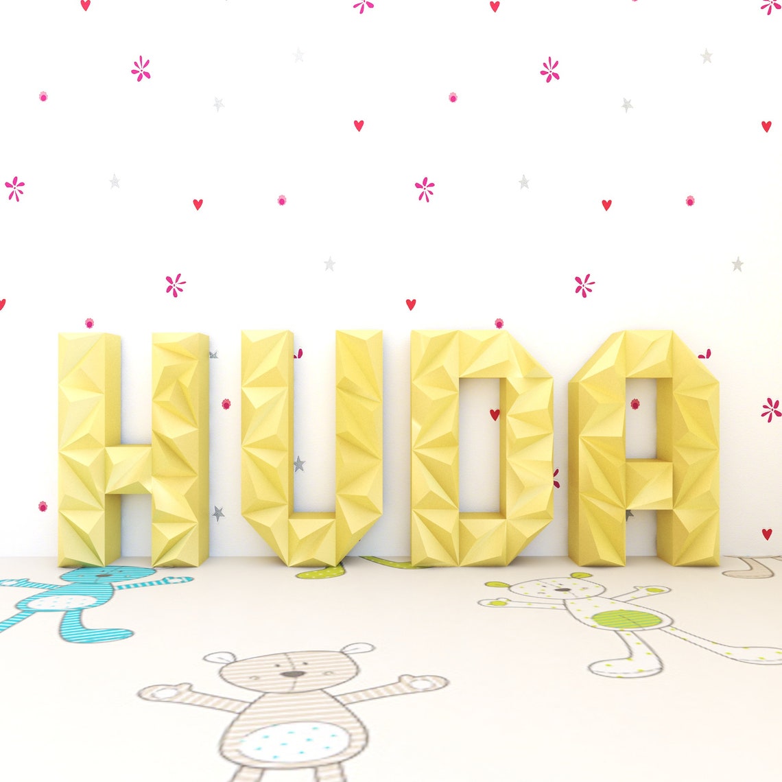 H Low Poly Papercraft Letter Alphabet H 3D 3D Lyric - Etsy
