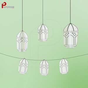 3D Lantern Coloring Papercraft, PRINTABLE Ramadan Crafts for Kids ...