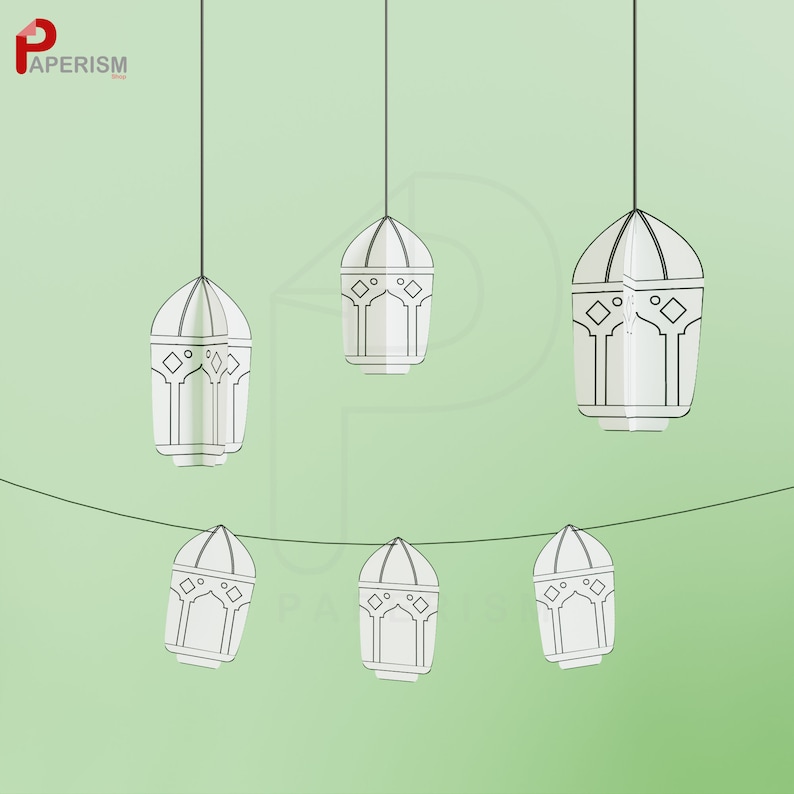 3D Lantern Coloring Papercraft, PRINTABLE Ramadan Crafts for Kids ...