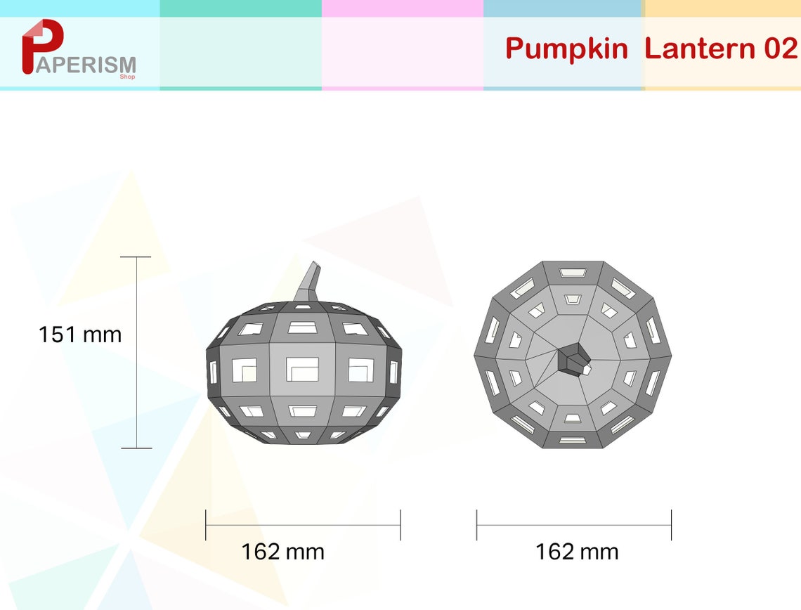 Papercraft Pumpkin Lantern Pdf Printable Template Fall - Etsy