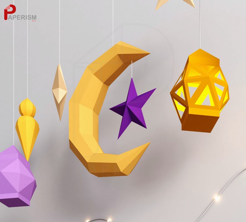 Ramadan Hilal & Star DIY, Hanging Ramadan Moon, Ramadan Crescent Moon ...