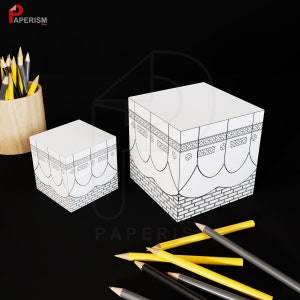 3d Kaaba Coloring Papercraft, PRINTABLE Hajj Crafts for Kids, Paper ...