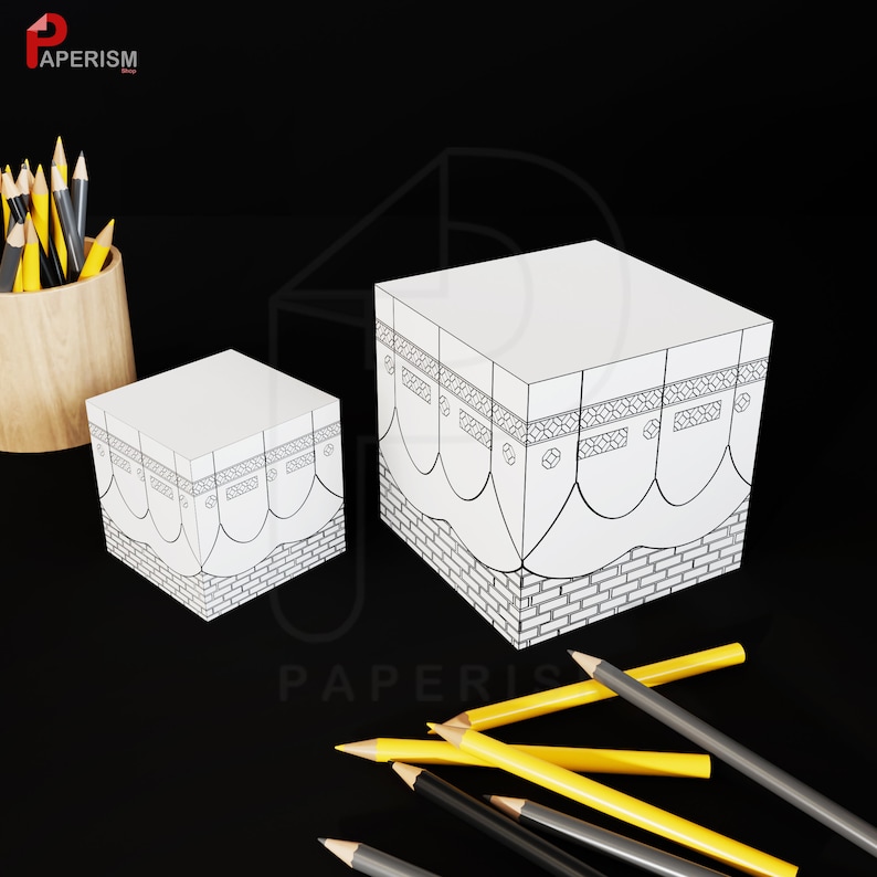 3d Kaaba Coloring Papercraft, PRINTABLE Hajj Crafts for Kids, Paper ...