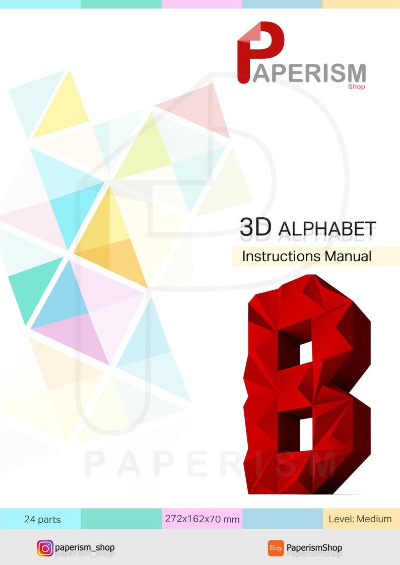 B 3d Letter Pdf Template Kit Low Poly Letters DIY 3d - Etsy