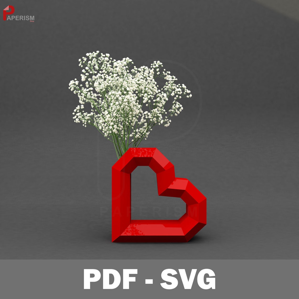 Heart Vase Papercrafts Template, 3d Svg Heart Crafts, Heart Shaped ...