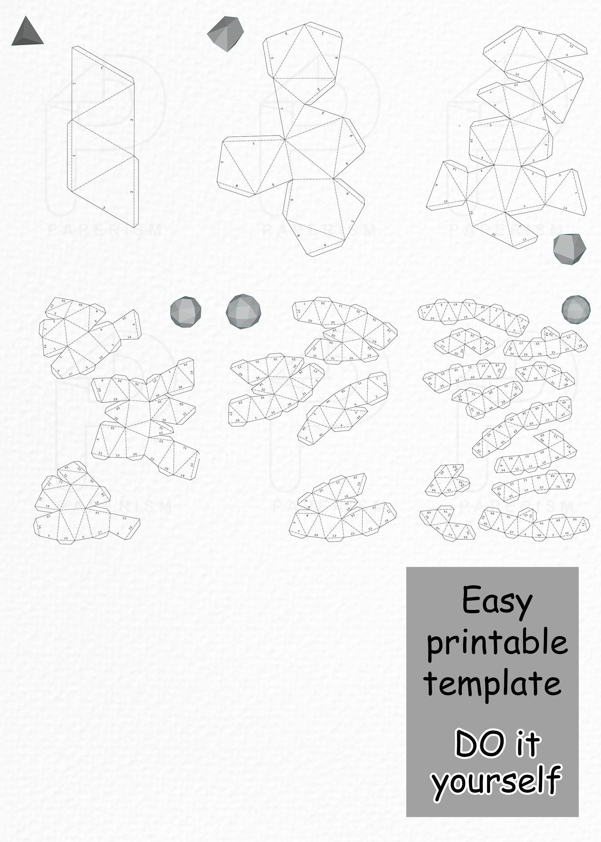 Uniform Polyhedron Geometry, 3d Platonic Solid Set 5, DIY Polyhedron ...