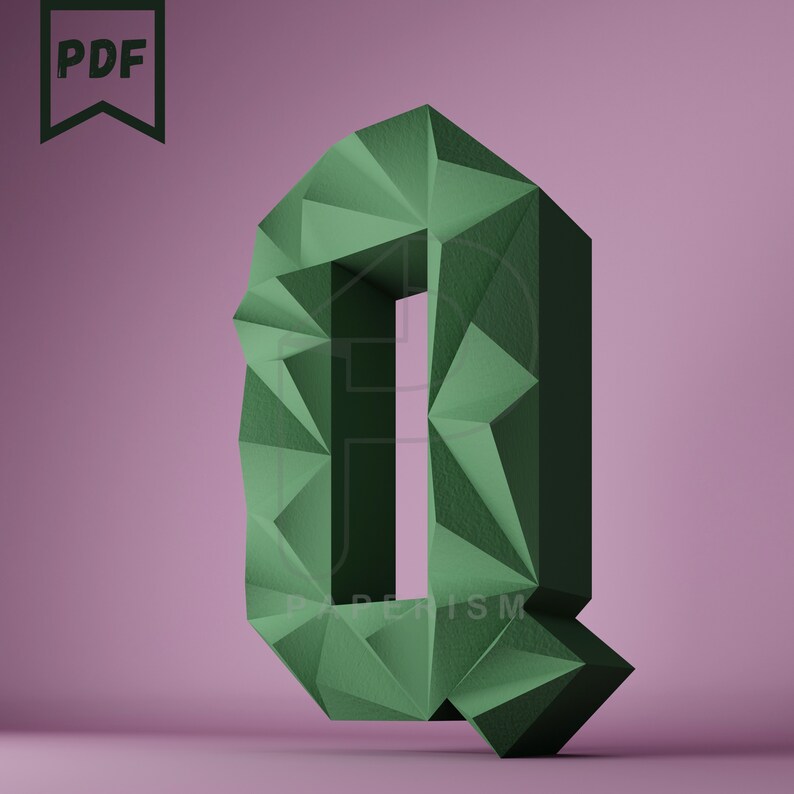 Q 3D Letter Pdf Template, Alphabet Q 3D, Low Poly Papercraft, DIY Paper ...