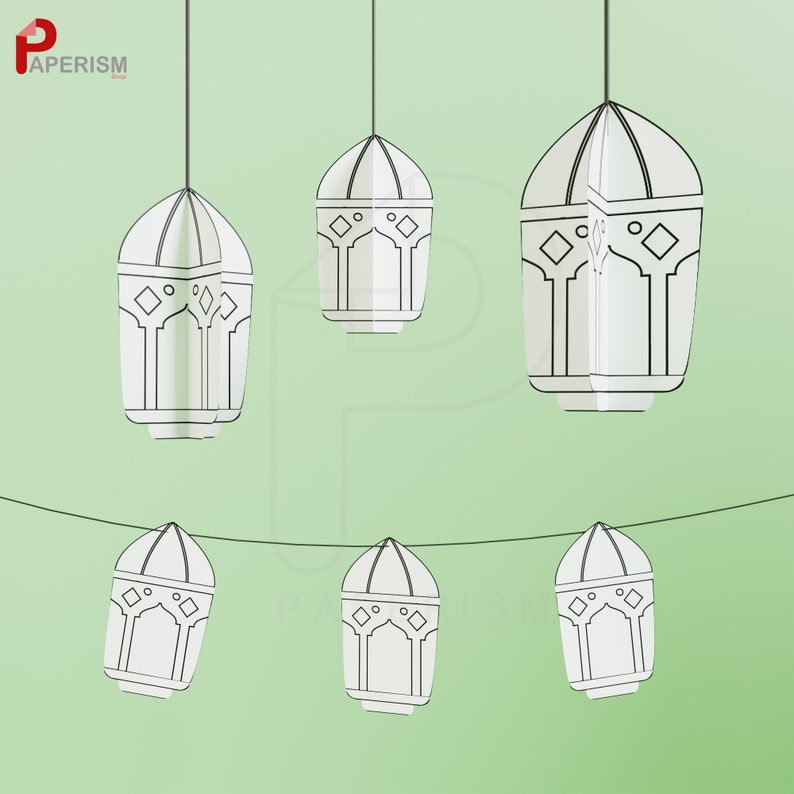3D Lantern Coloring Papercraft, PRINTABLE Ramadan Crafts for Kids ...