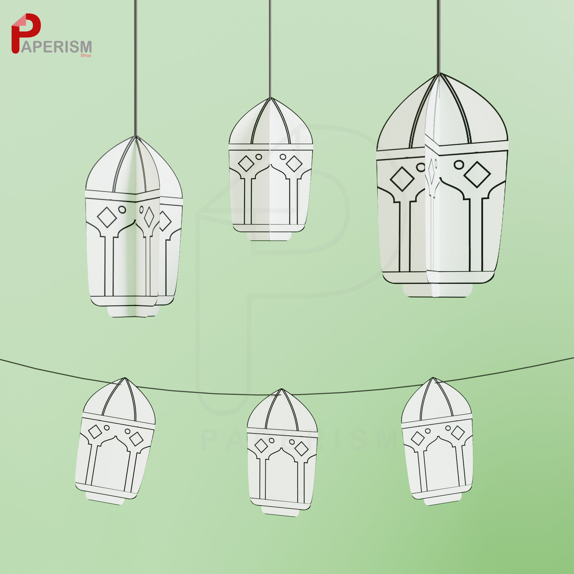 3D Lantern Coloring Papercraft, PRINTABLE Ramadan Crafts for Kids ...