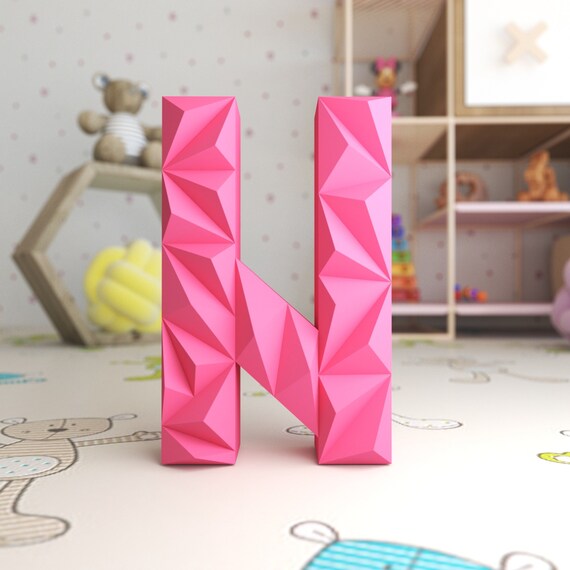 N Low Poly Papercraft Letter Alphabet N 3D 3D Lyric Gift | Etsy