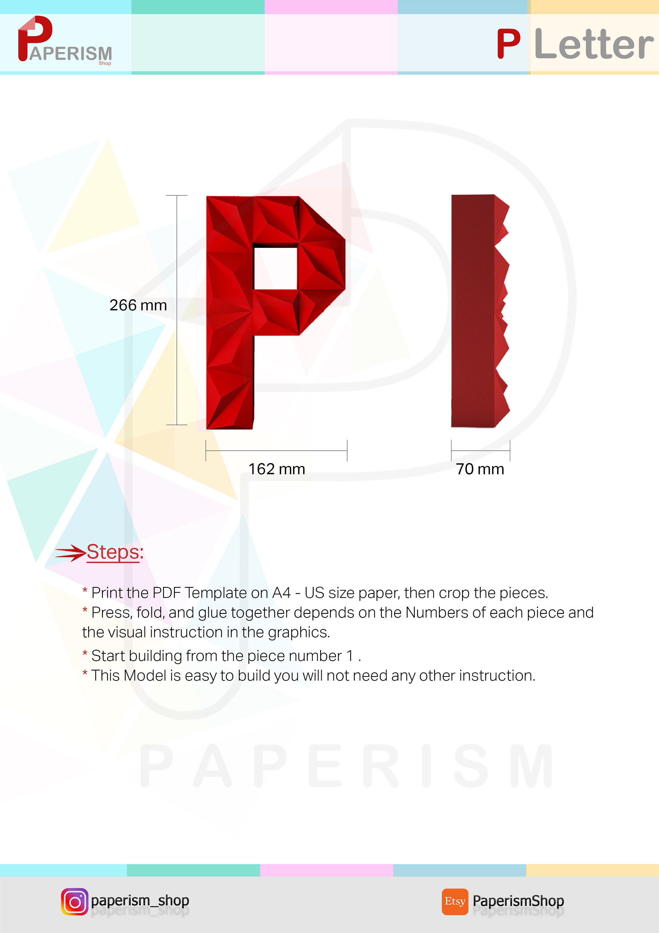 P Low Poly Papercraft, Letter, Alphabet P 3D, 3D Lyric, Gift ...