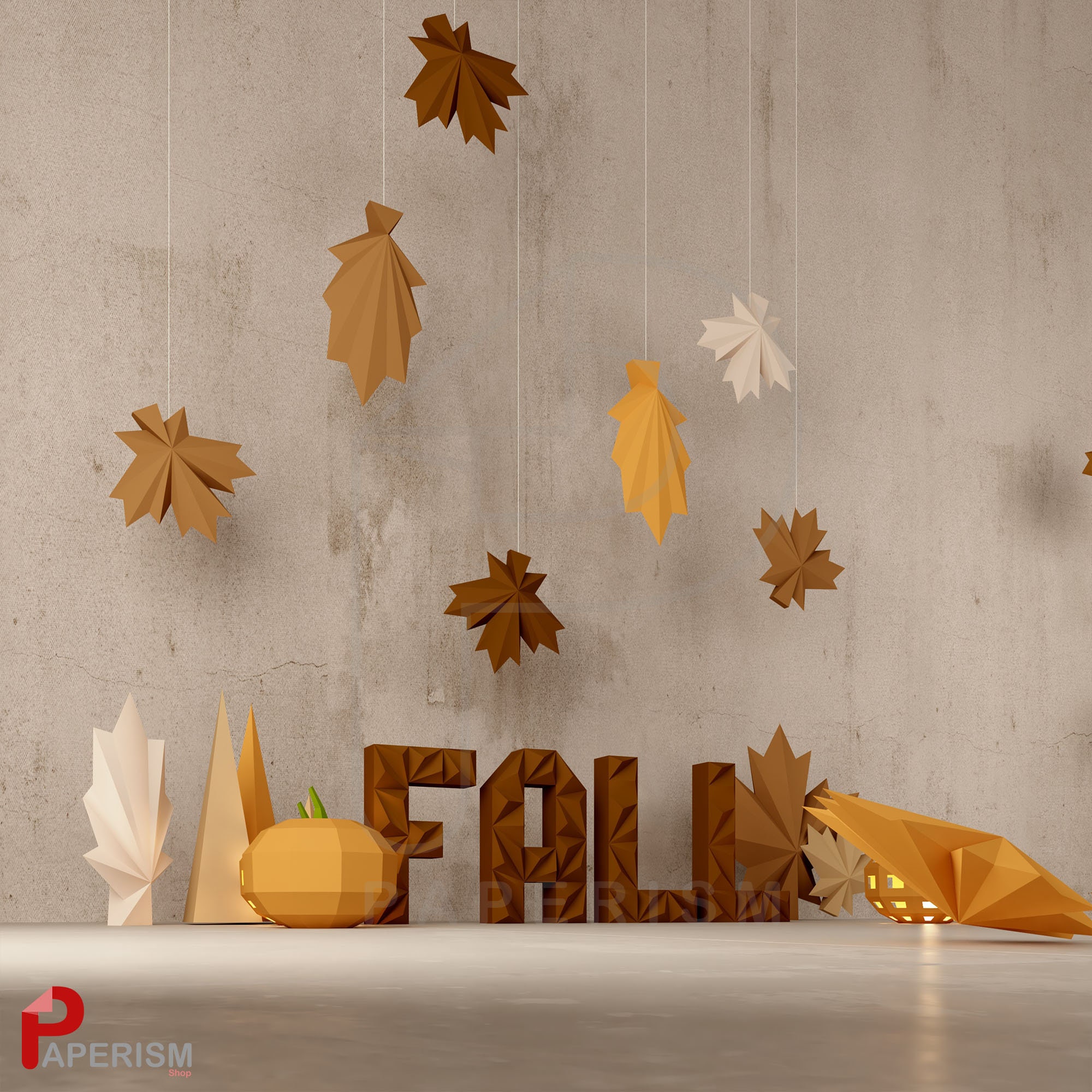 Fall Corner BUNDLE Papercraft, DIY Fall Fireplace Decor, Pdf Printable ...