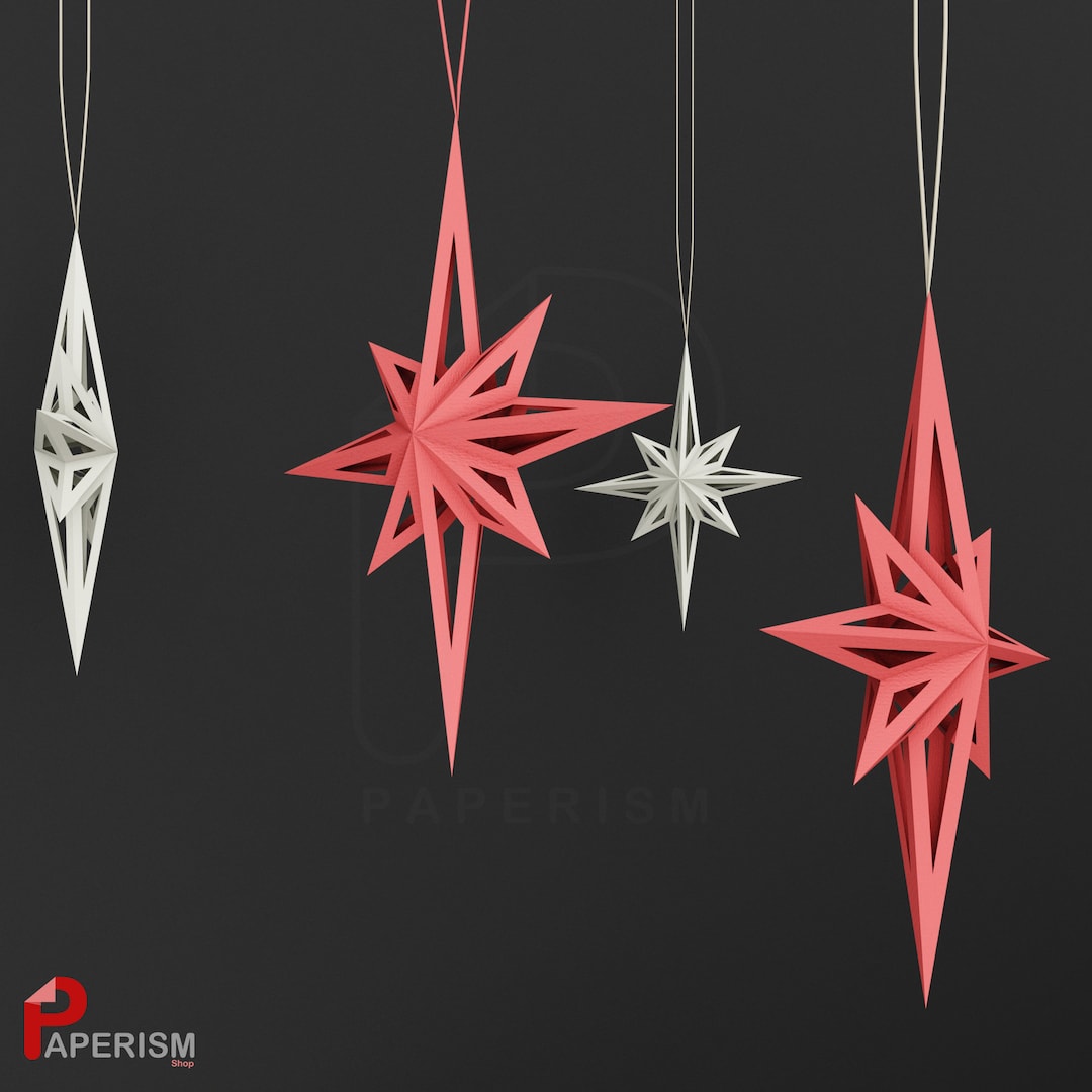North Star Pdf Printable Template Low Poly Christmas - Etsy