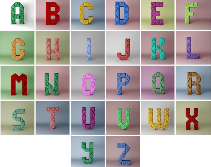 Printable PDF DIY Template Letters A-Z Low Poly Paper Model - Etsy