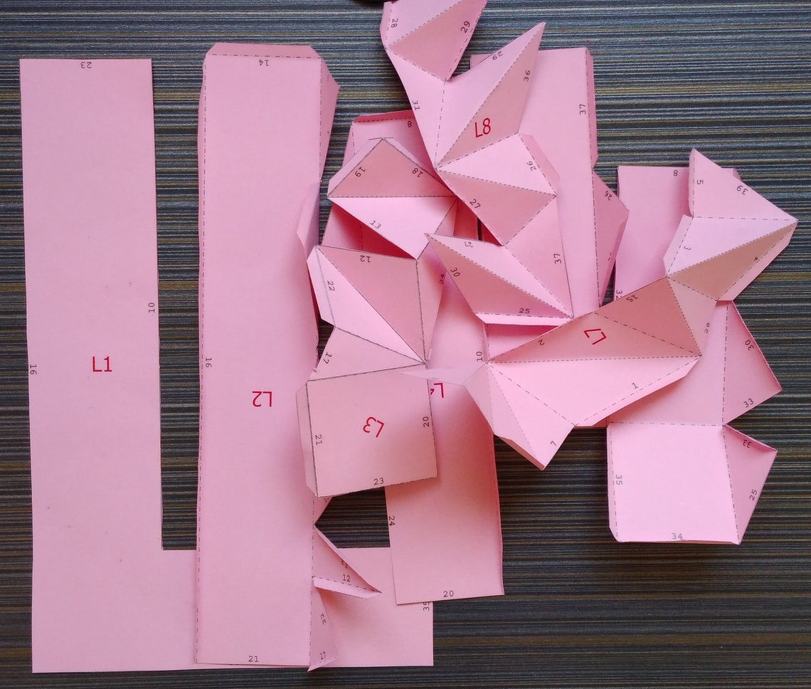 L Low Poly Papercraft, Letter, Alphabet L 3D, 3D Lyric, Papercraft ...