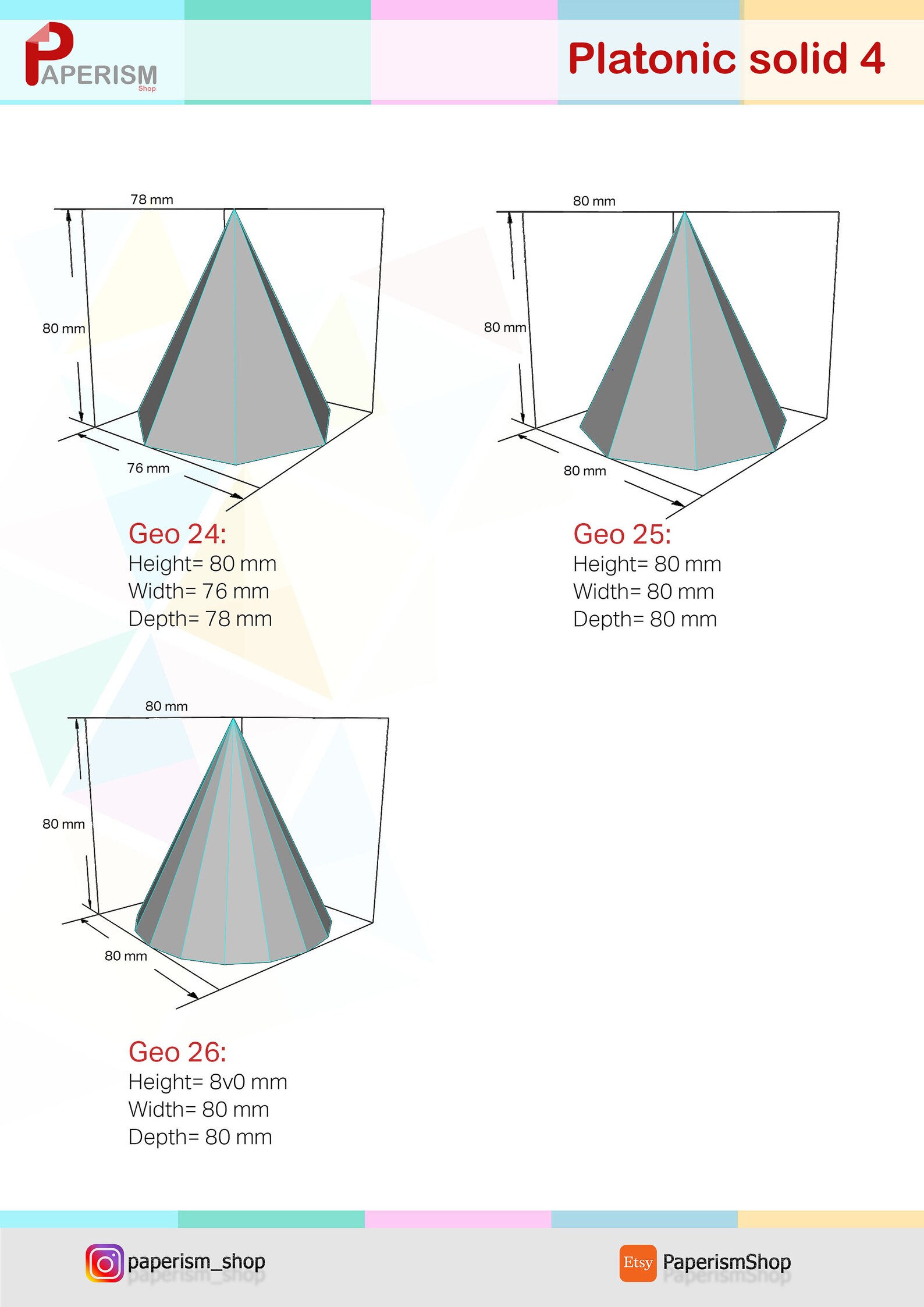 3d Pyramids With Foldable Net Shapes, 3d Platonic Solid Set 4, DIY ...