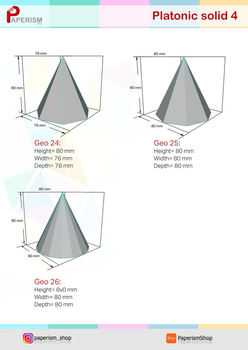 3d Pyramids With Foldable Net Shapes, 3d Platonic Solid Set 4, DIY ...