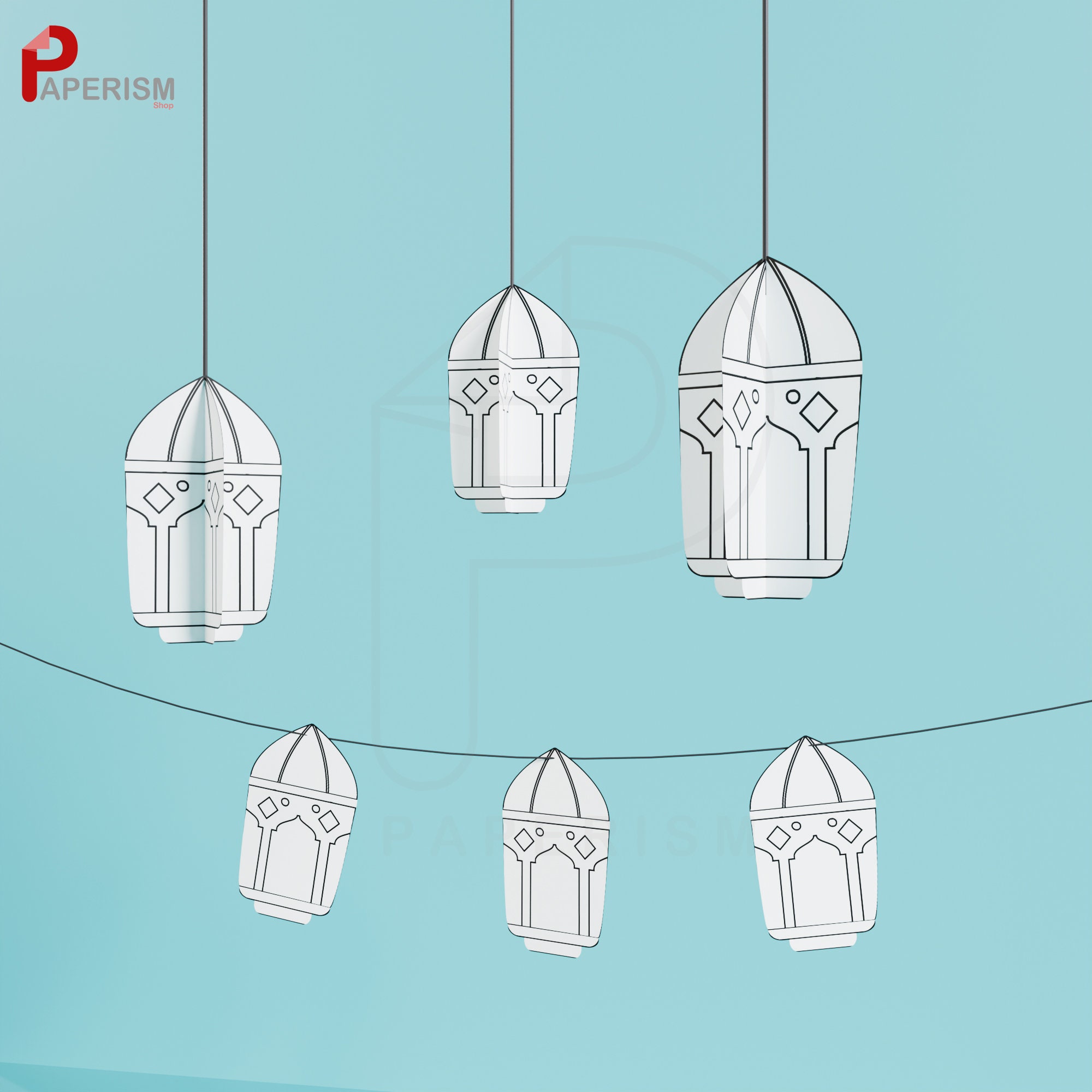 3D Lantern Coloring Papercraft, PRINTABLE Ramadan Crafts for Kids ...