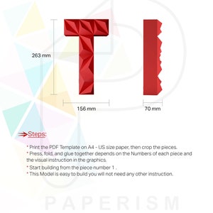 T Low Poly Papercraft, Letter, Alphabet T 3D, 3D Lyric, Papercraft ...