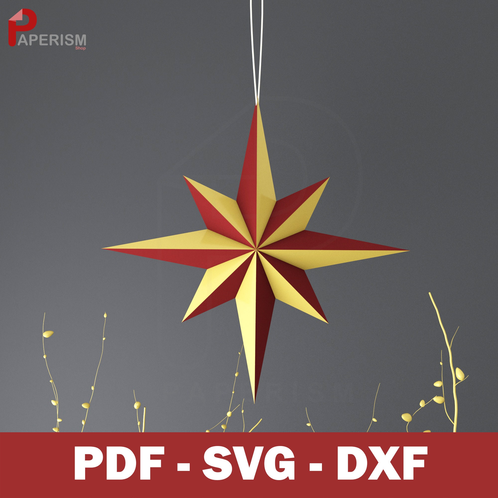 Compass Rose Pdf Printable Template, SVG Origami Northstar, Hanging ...