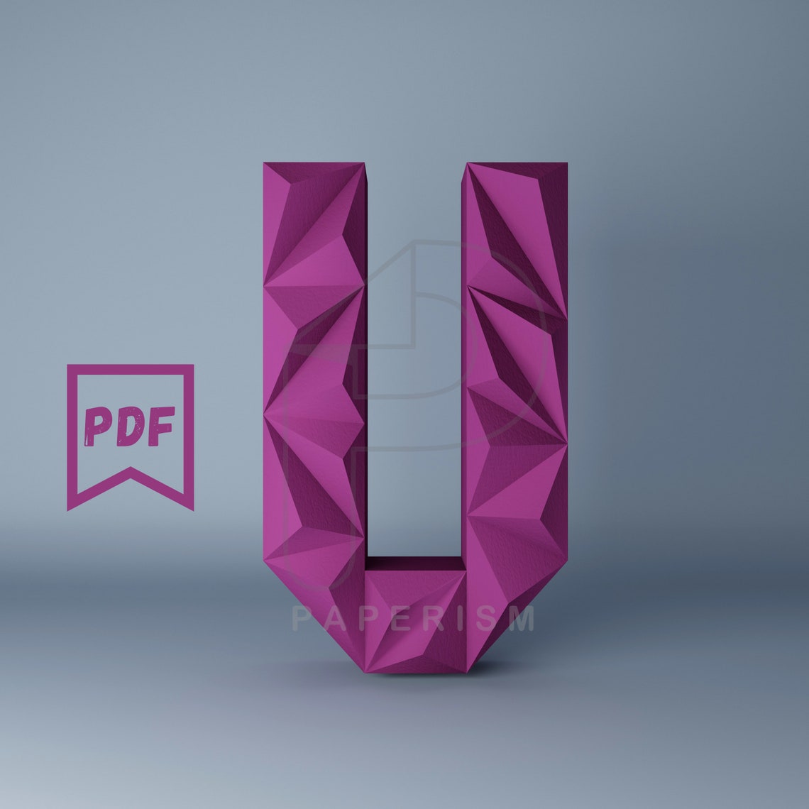 U Low Poly Papercraft, Letter, Alphabet U 3D, 3D Lyric, Gift ...