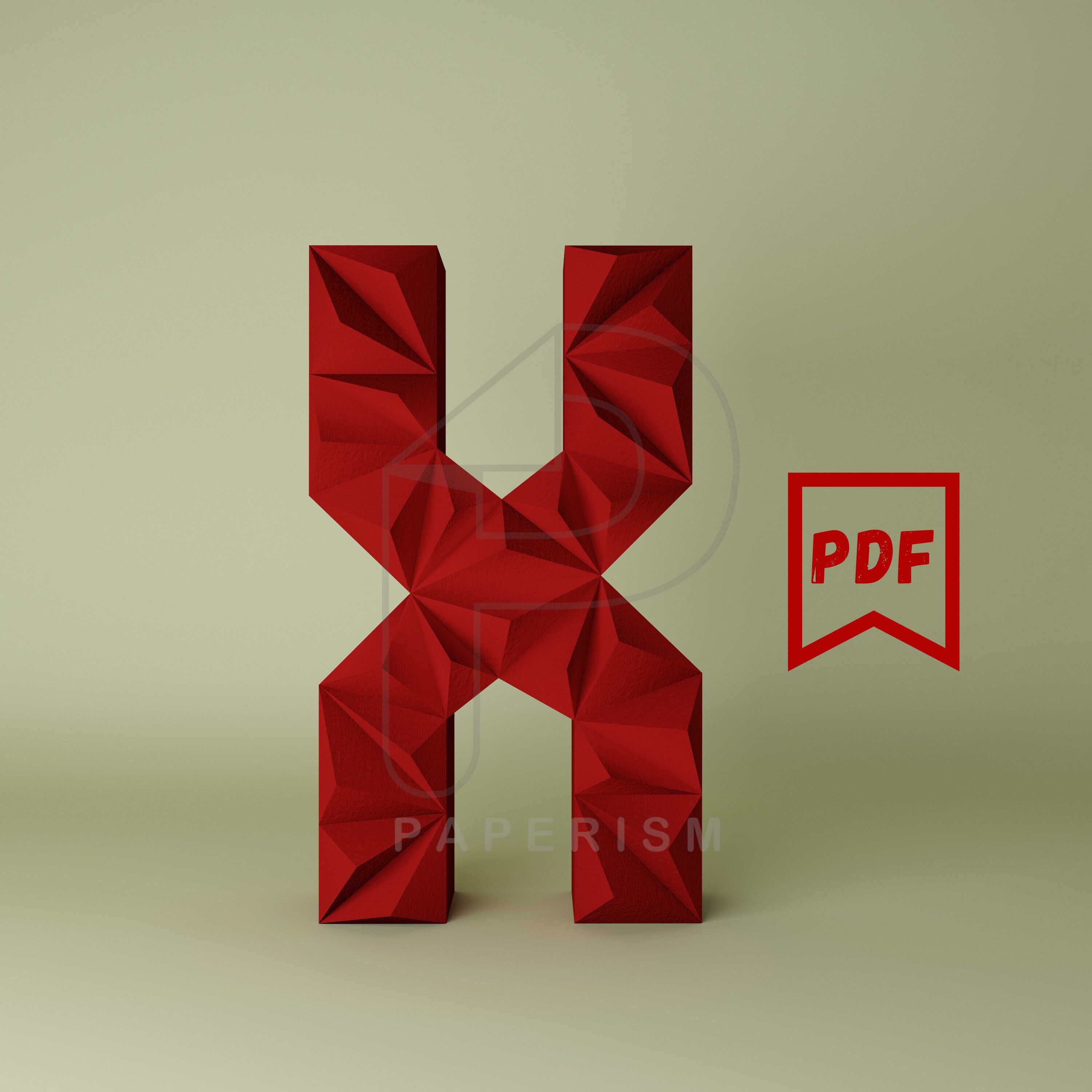 X Low Poly Papercraft, Letter, Alphabet X 3D, 3D Lyric, Gift ...