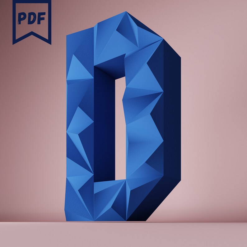 D Low Poly Papercraft, 3d Letter D, Alphabet D, 3D Lyric, Papercraft ...