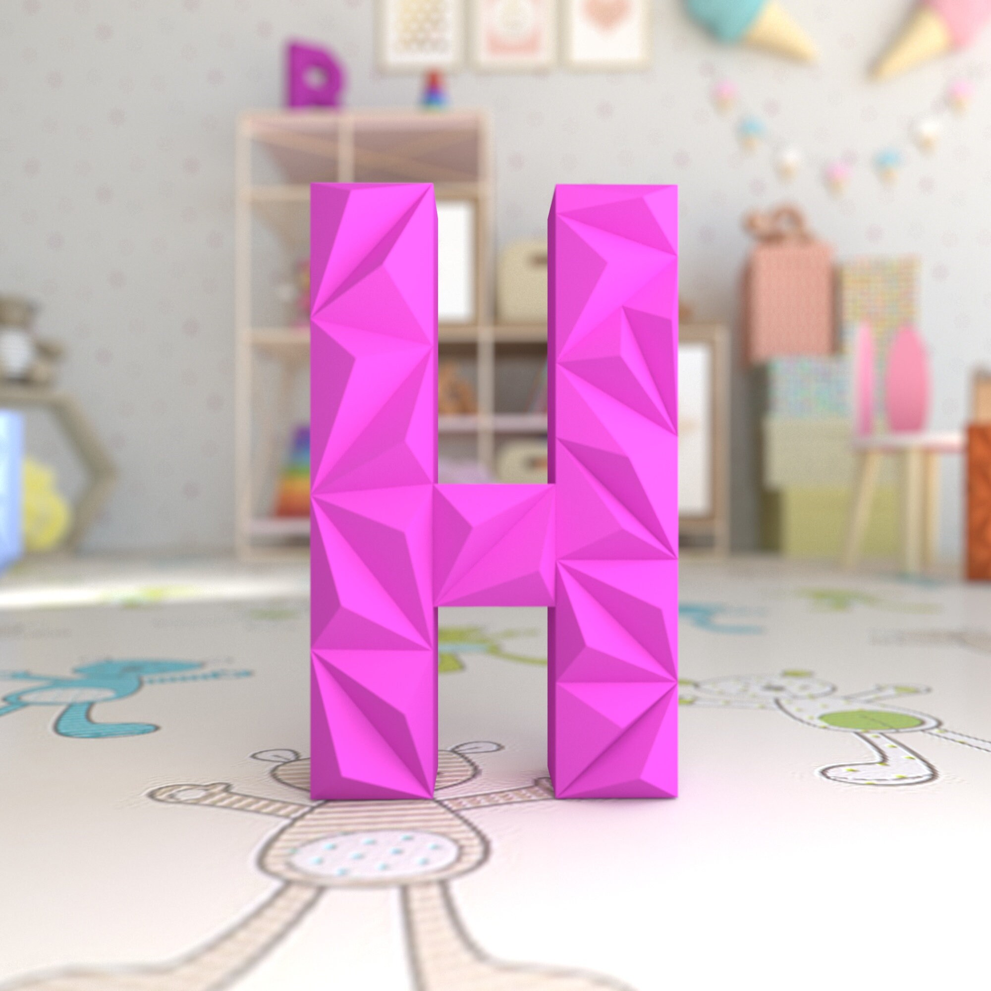 H Low Poly Papercraft, Letter, Alphabet H 3D, 3D Lyric, Papercraft ...