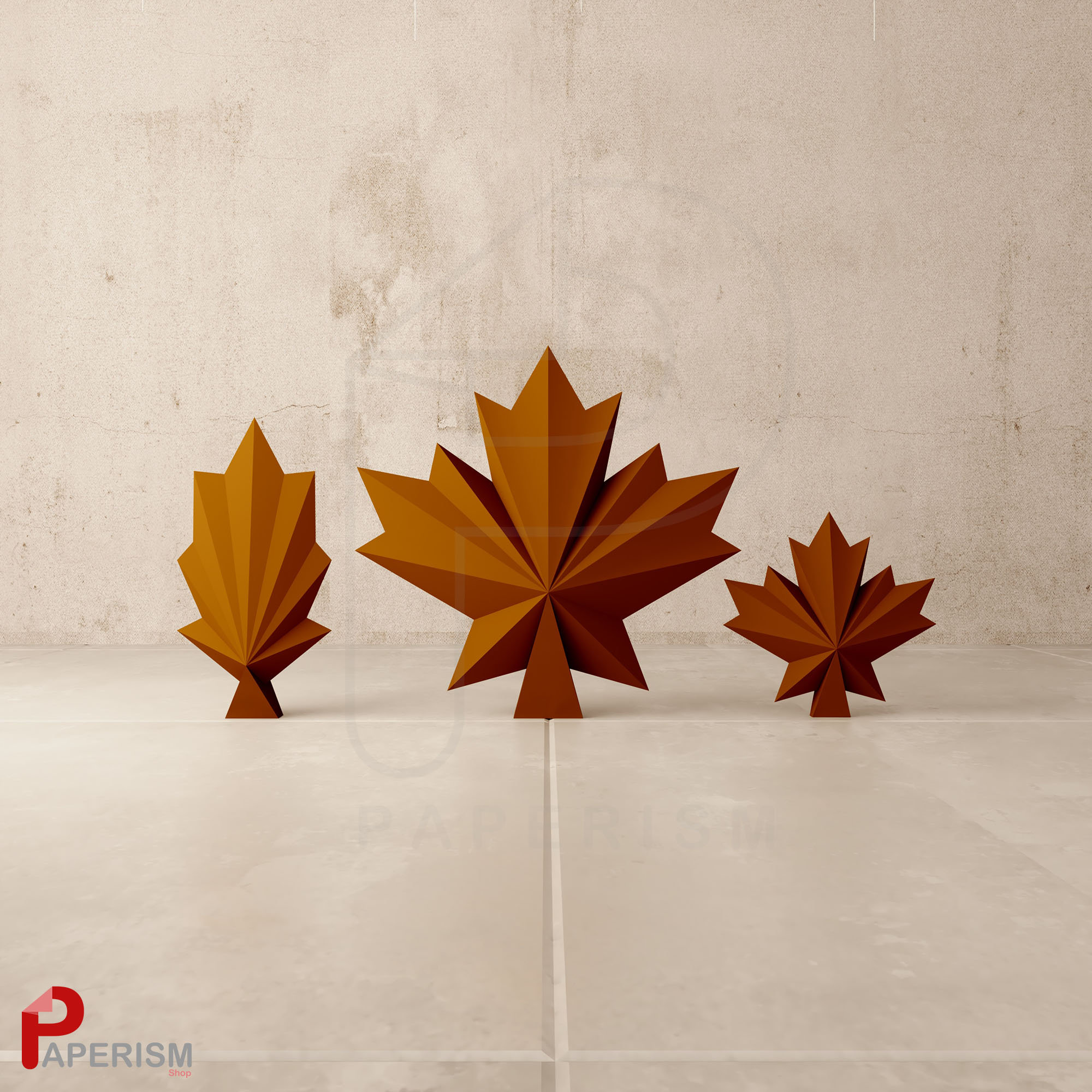 3 Fall Leaves Papercraft, DIY Fall Fireplace Decor, Maple Pdf Printable ...