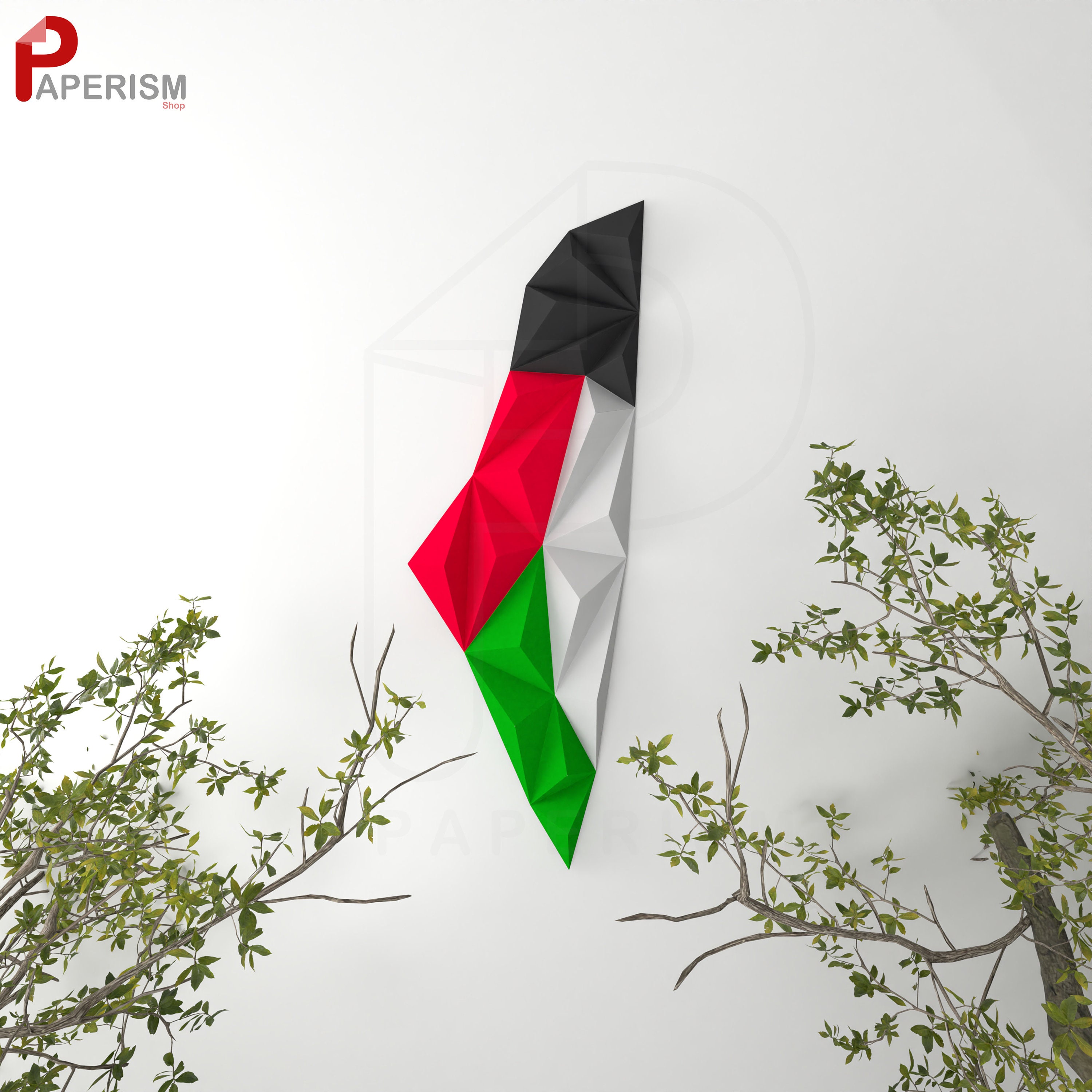 3d Palestinian Map With Flag Colors Papercrafts Palestine SVG - Etsy