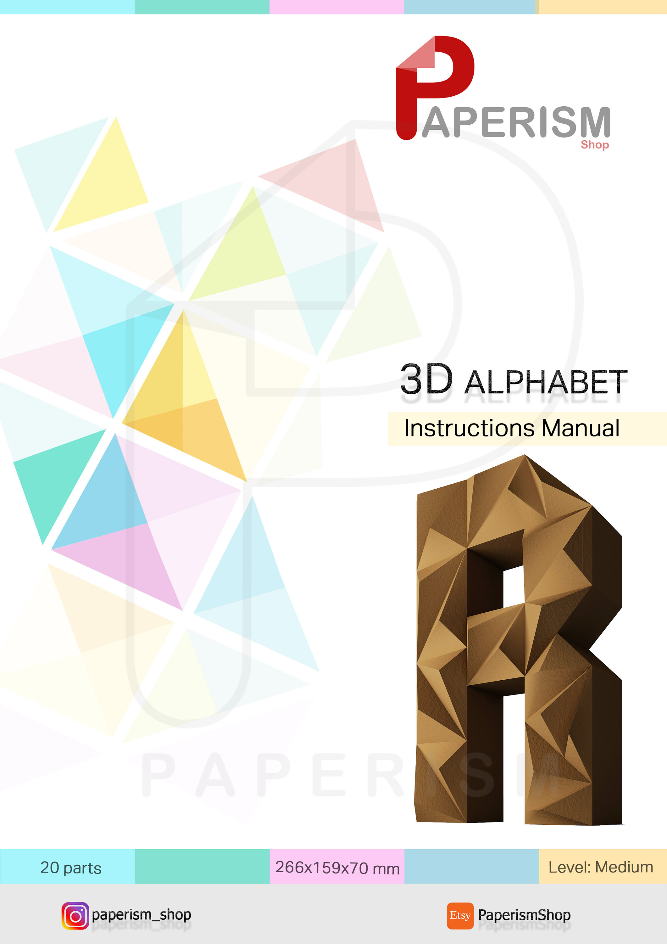 R Low Poly Papercraft, Letter, Alphabet R 3D, 3D Lyric, Gift ...