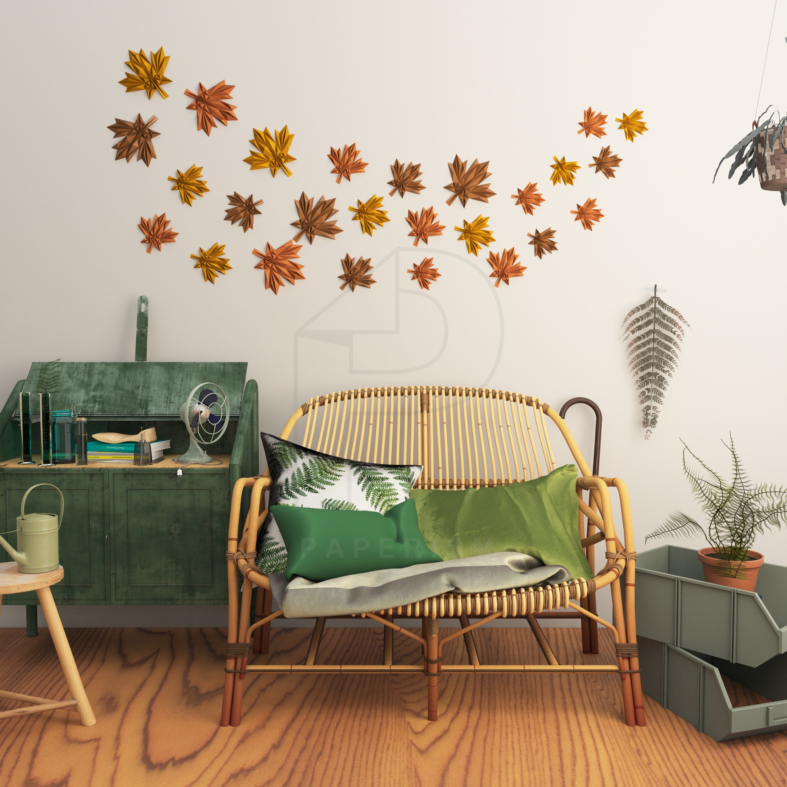 3d Fall Paper Leafs, Origami Autumn Leaves, DIY Printable Fall Decor ...