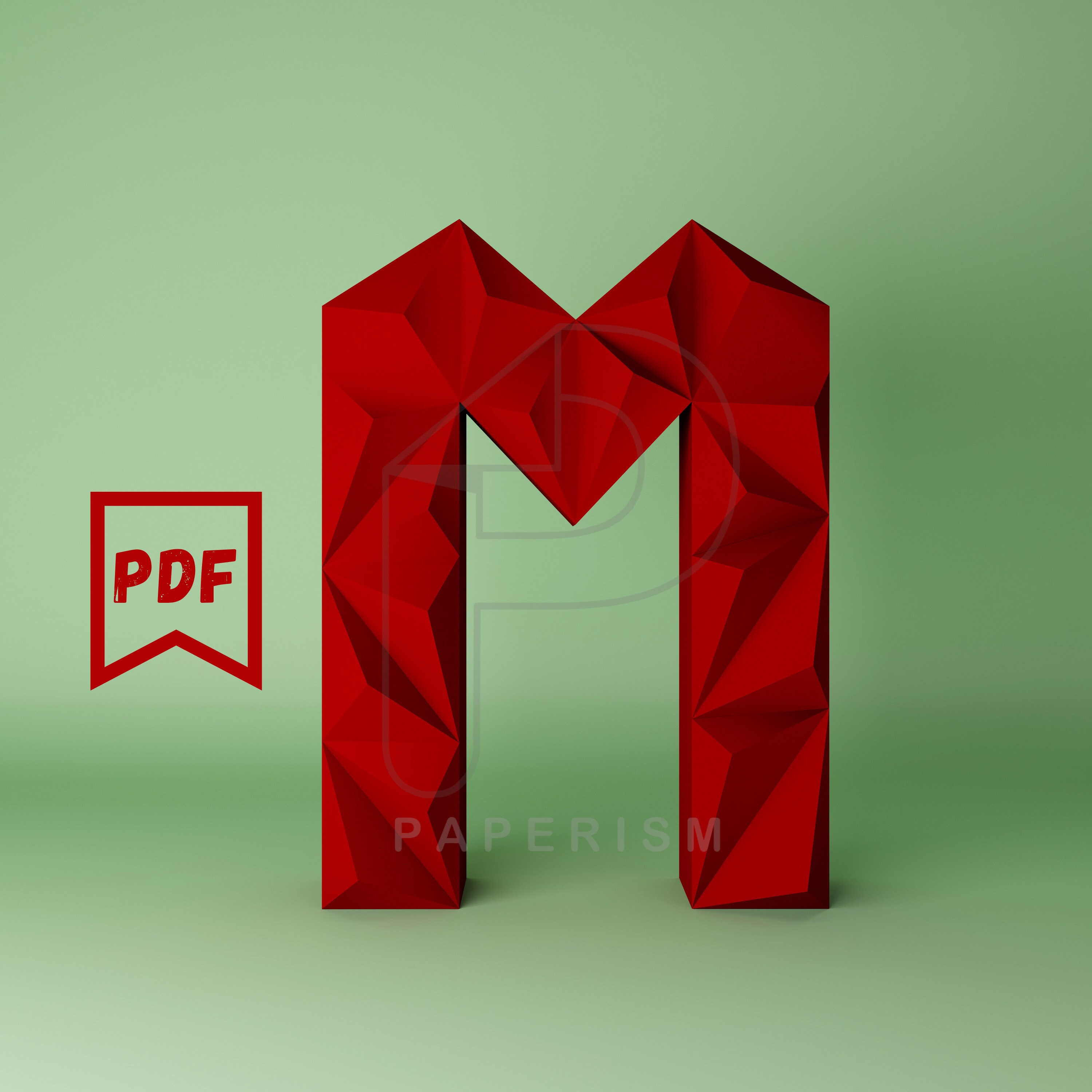 M Low Poly Papercraft, Letter, Alphabet M 3D, 3D Lyric, Gift ...