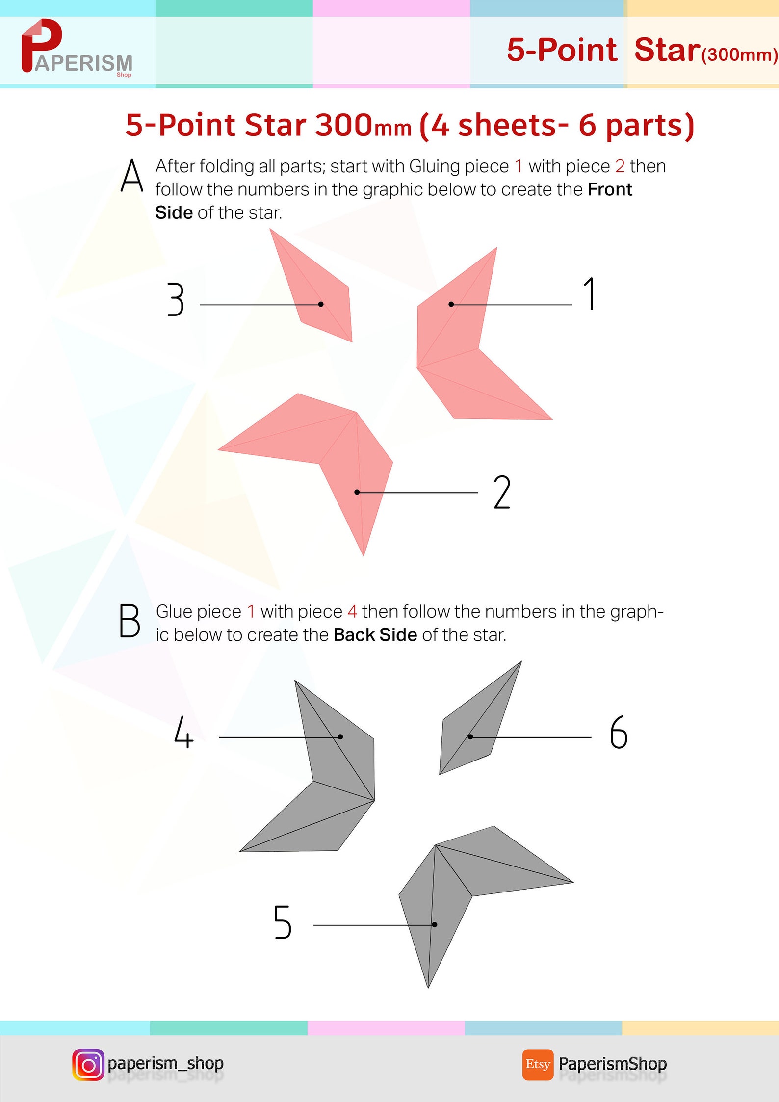 3 Stars Pdf Printable Template, Hajj & Eid DIY Hanging STARS, 5 Point ...